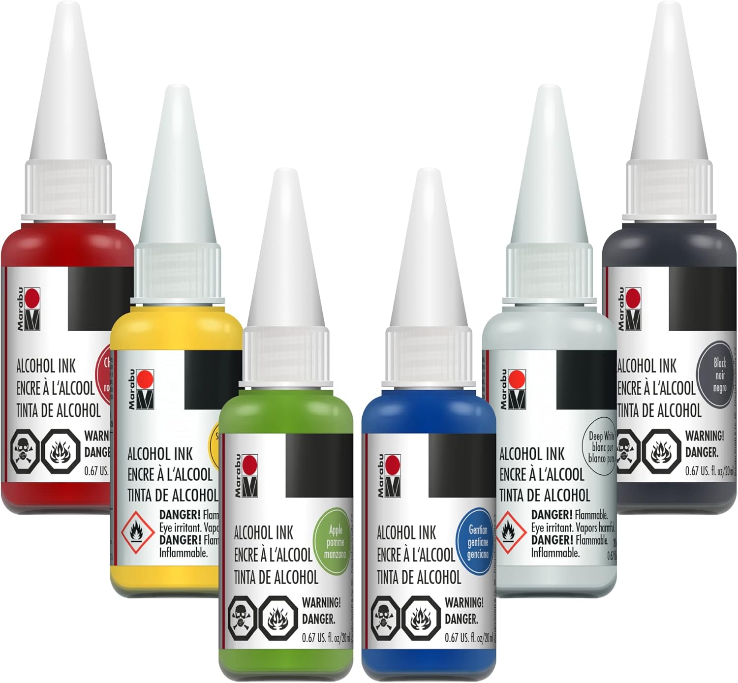 Amazon.com : Marabu Alcohol Ink for Epoxy Resin - 6 Primary Colors ...