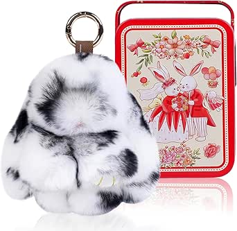 Sevflow Bunny Lulu Cute Keychain with Tin, Handmade Plush Bunnylulu ...