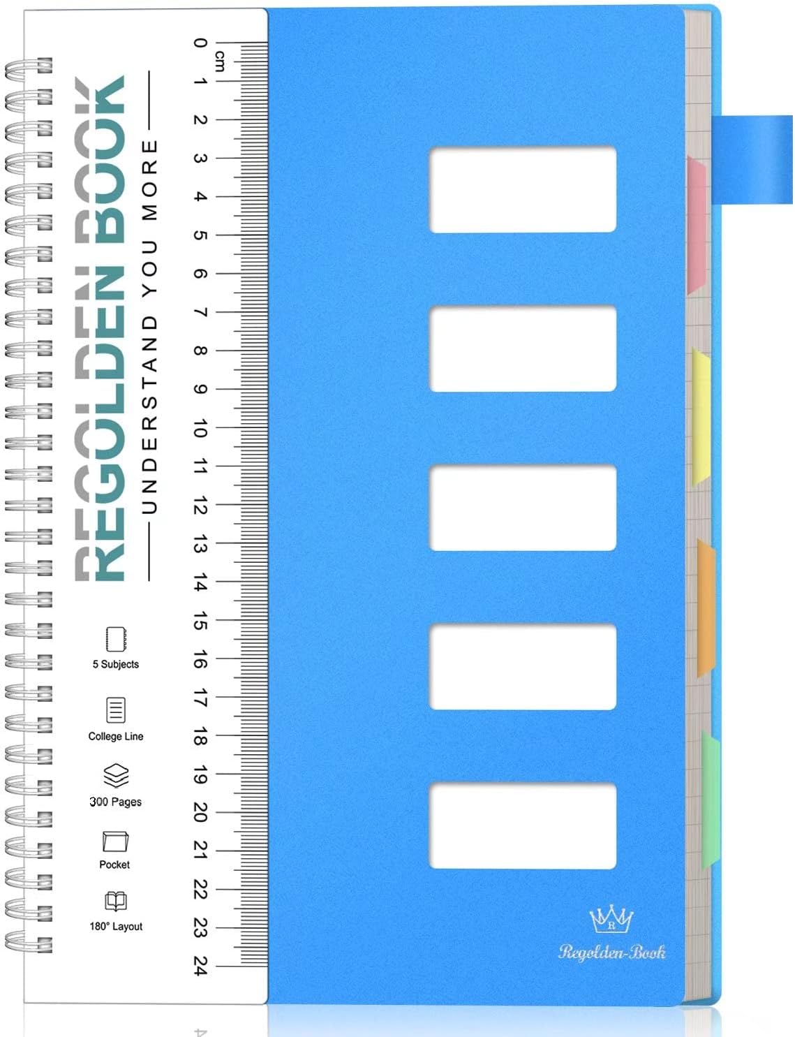 Amazon.com : Regolden-Book 5 Subject Notebook College Ruled B5(10x7 ...