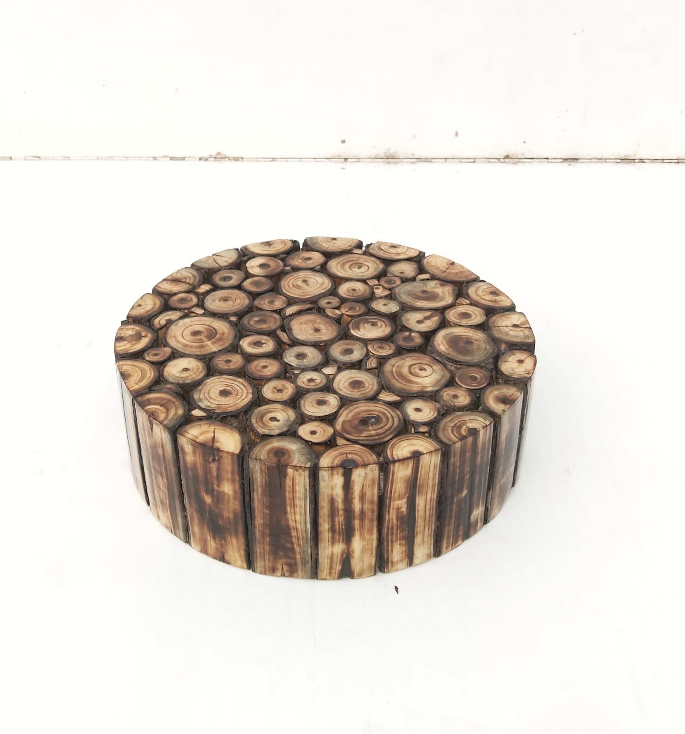 SMARTS COLLECTION Wooden Handcrafted Round Shape Stool/Table Natural ...
