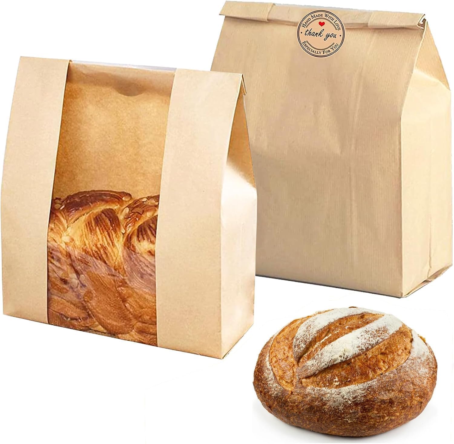 10 Pcs Paper Bread Bags for Homemade Bread Bakery Bags with Window ...