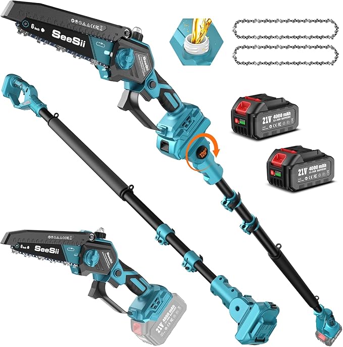 Amazon.com : SEESII 2-in-1 Electric Pole Saws: Electric Mini Chainsaw 6 ...