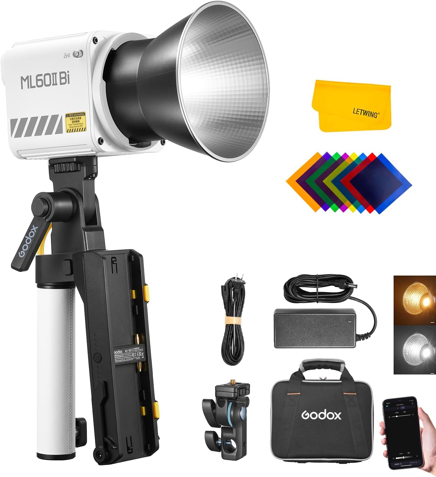 Amazon.com : Godox ML100Bi Kit1 Pocket LED Video Light 120W Bi-Color ...