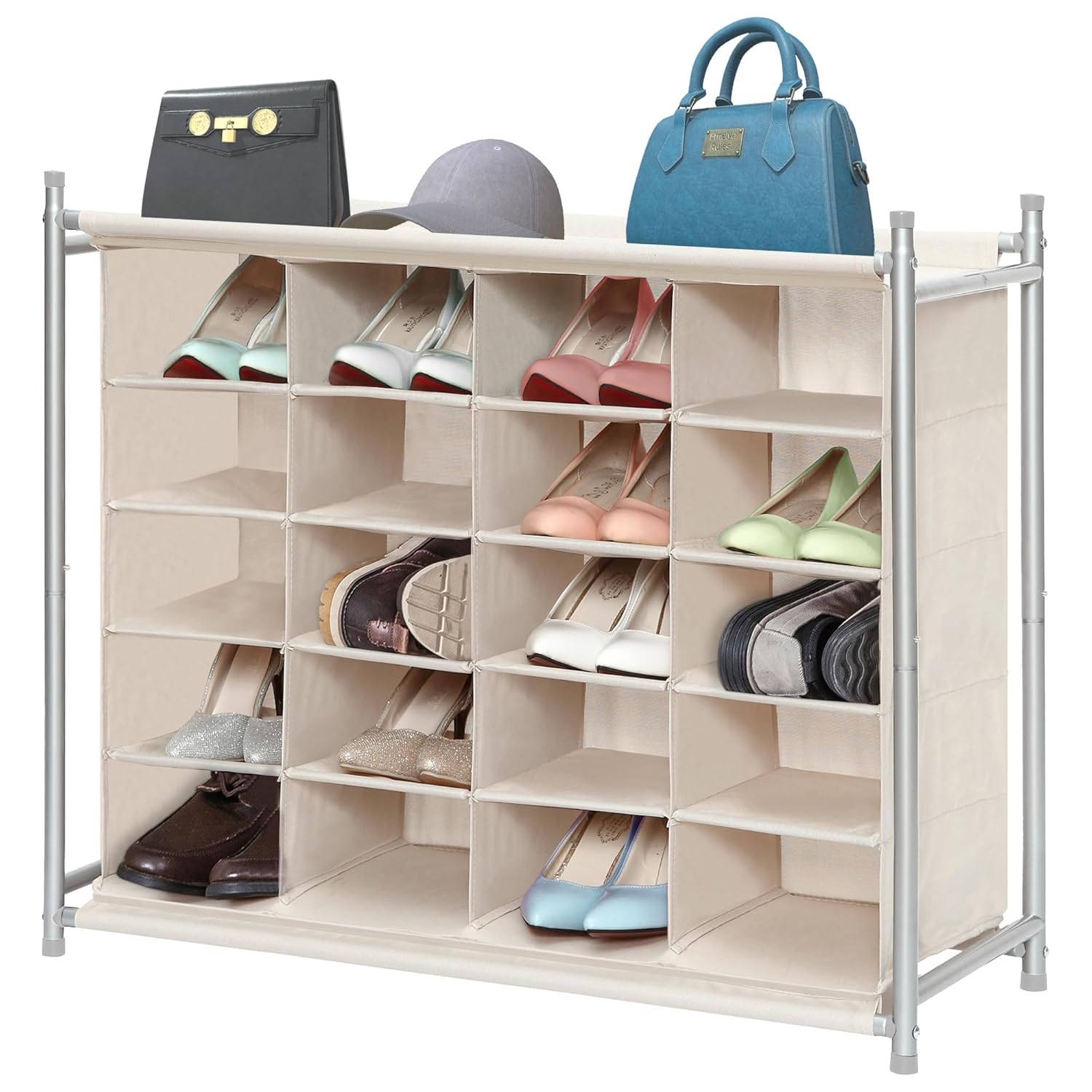 STORAGE MANIAC 20-Cube Stackable Shoe Cubby Organizer, Free Standing ...