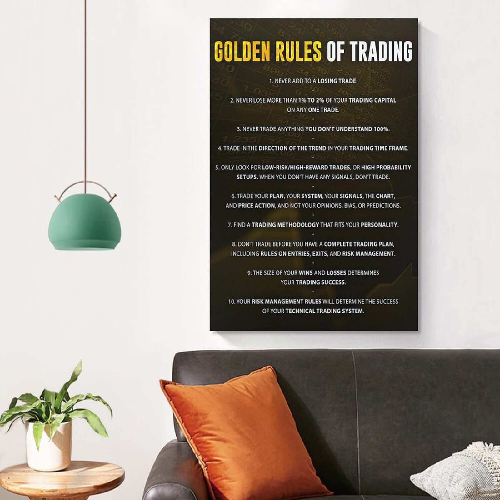 Standard Fx Quotes Golden Rules Of Trading Wall Art Canvas Print Forex