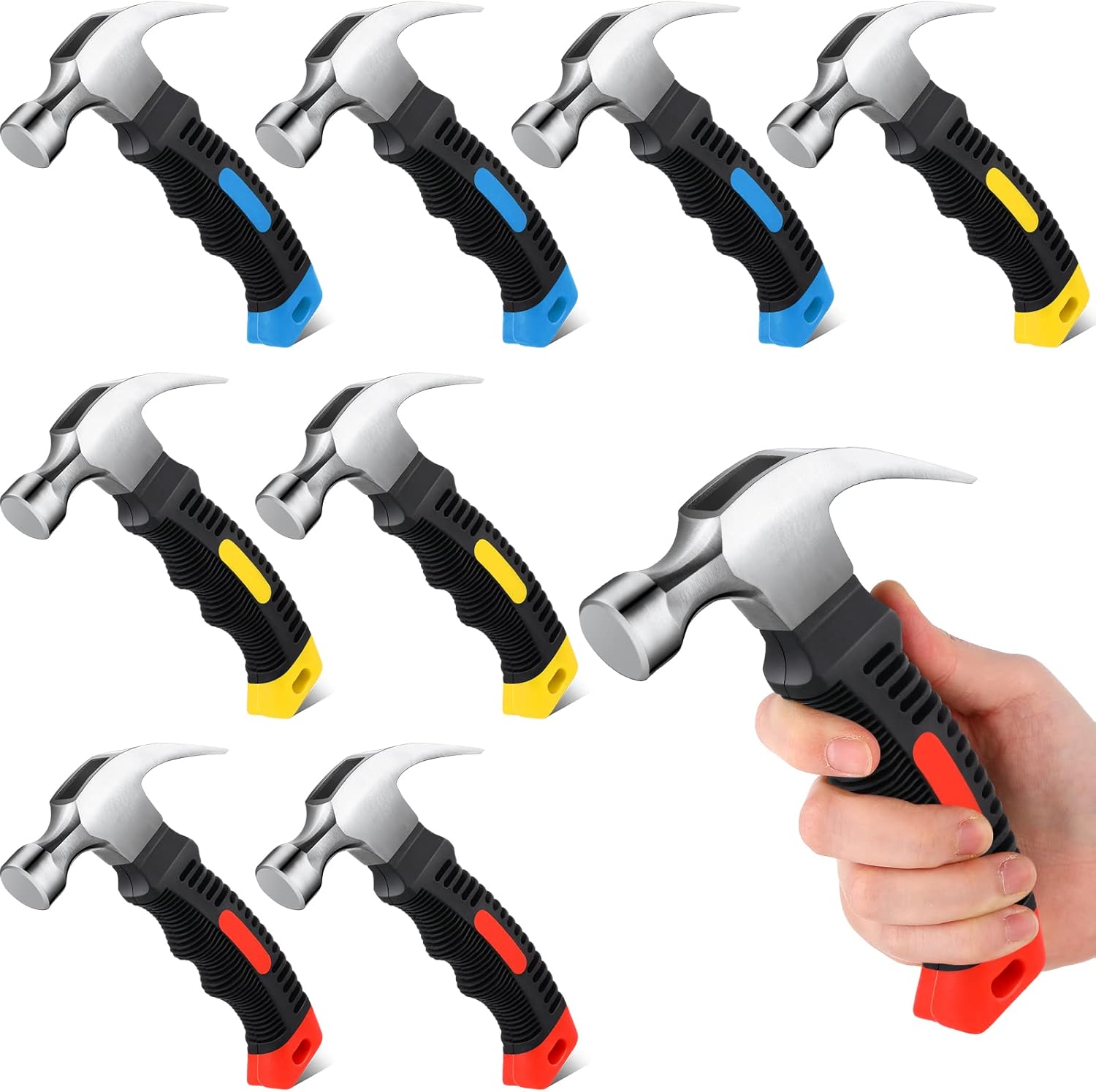 Therwen 9 Pcs Small Claw Hammer Bulk 8 Oz Small Stubby Hammers Mini ...