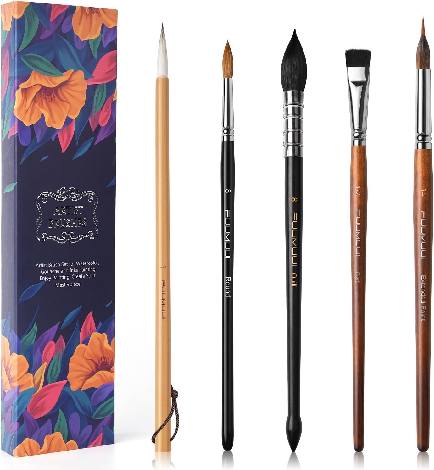 Amazon.com: Watercolor Paint Brushes, 5pcs Fuumuui Professional Sable ...