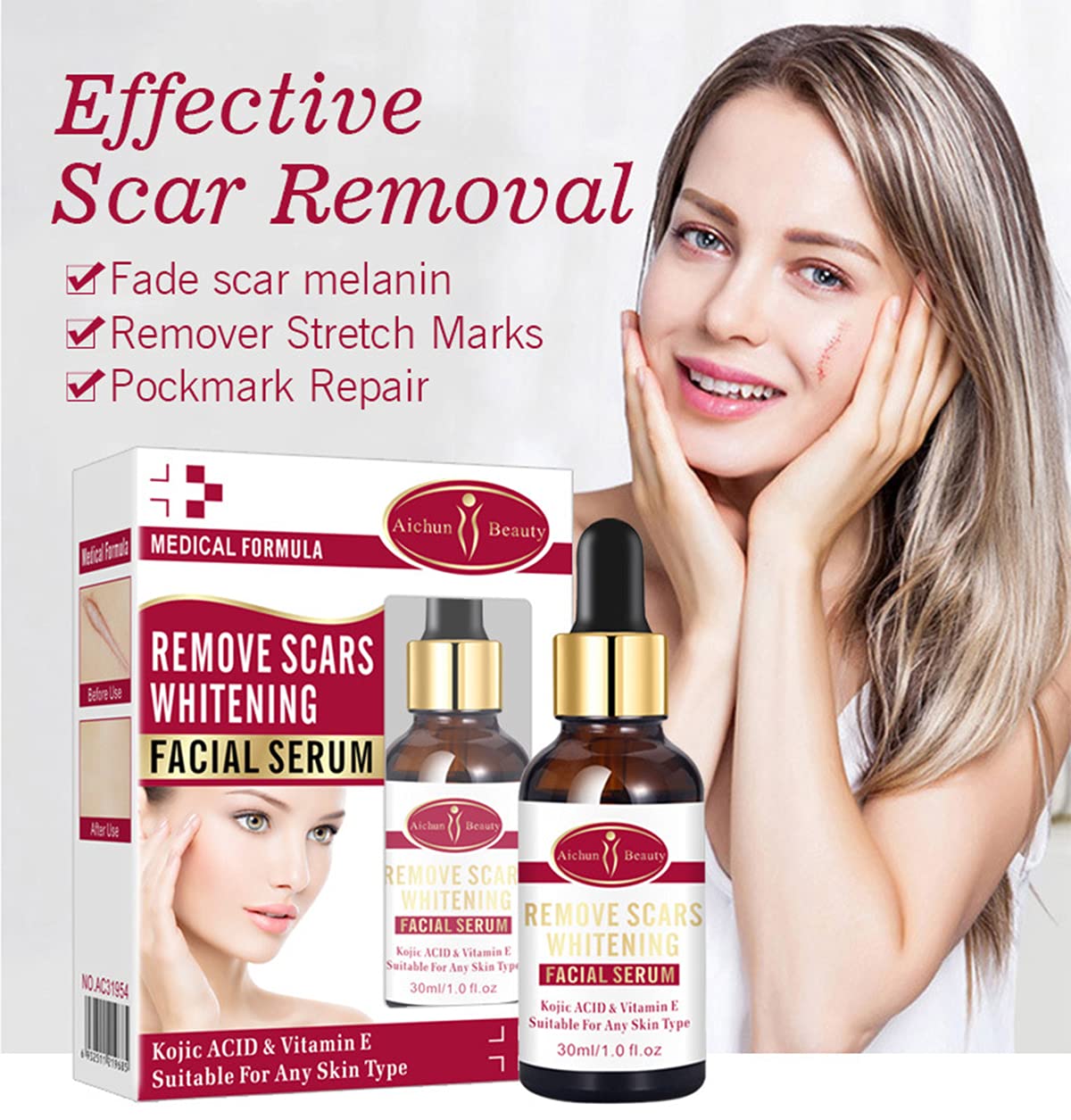 Buy AICHUN BEAUTY Scar Removal Facial Serum Pimples Stretch Marks Face ...