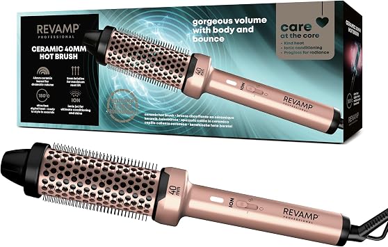 REVAMP Ceramic Hot Brush Styler - 40 mm Round Barrel Hair Curling Brush ...