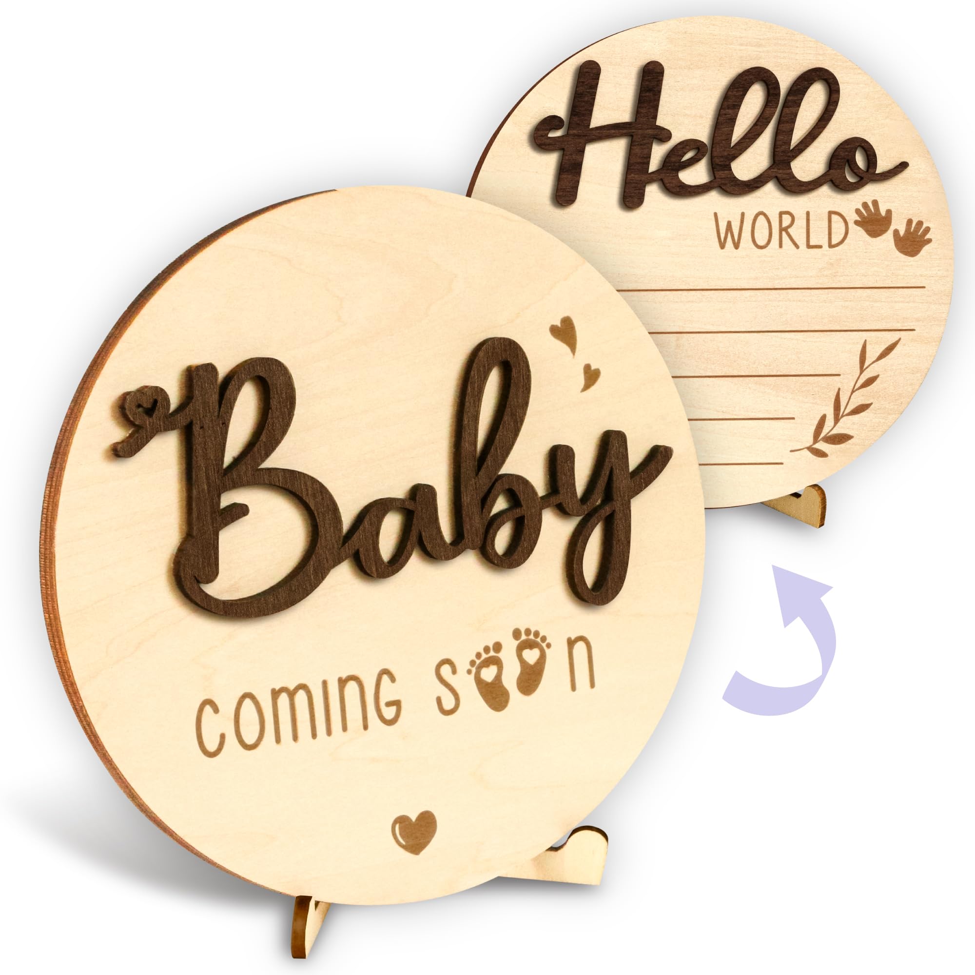 Baby Coming Soon Announcement Wooden Baby Announcement Sign Double ...