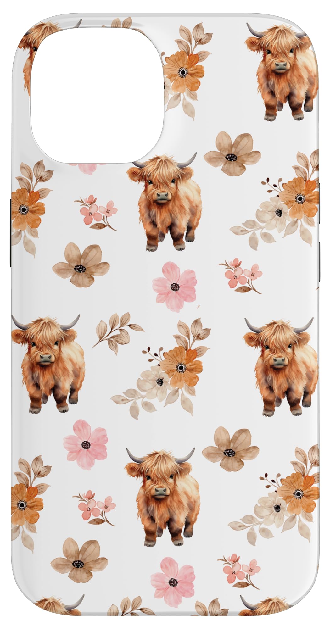 Amazon.com: iPhone 14 Western Boho Highland Cow Floral Cute Cows ...