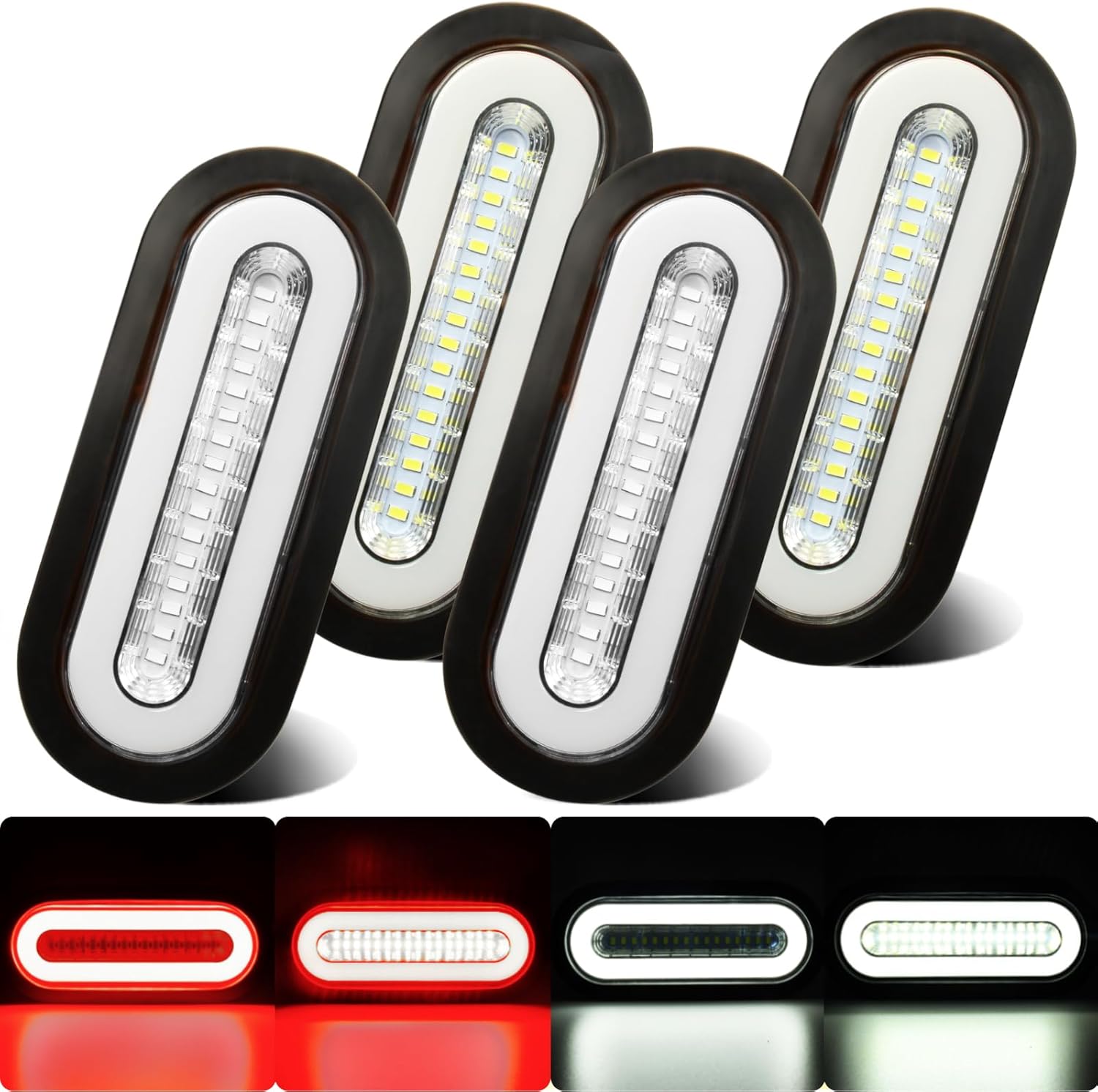 Amazon.com: WahMOTOTin 4pcs 6 Inch Oval LED Trailer Trucks Halo Tail ...