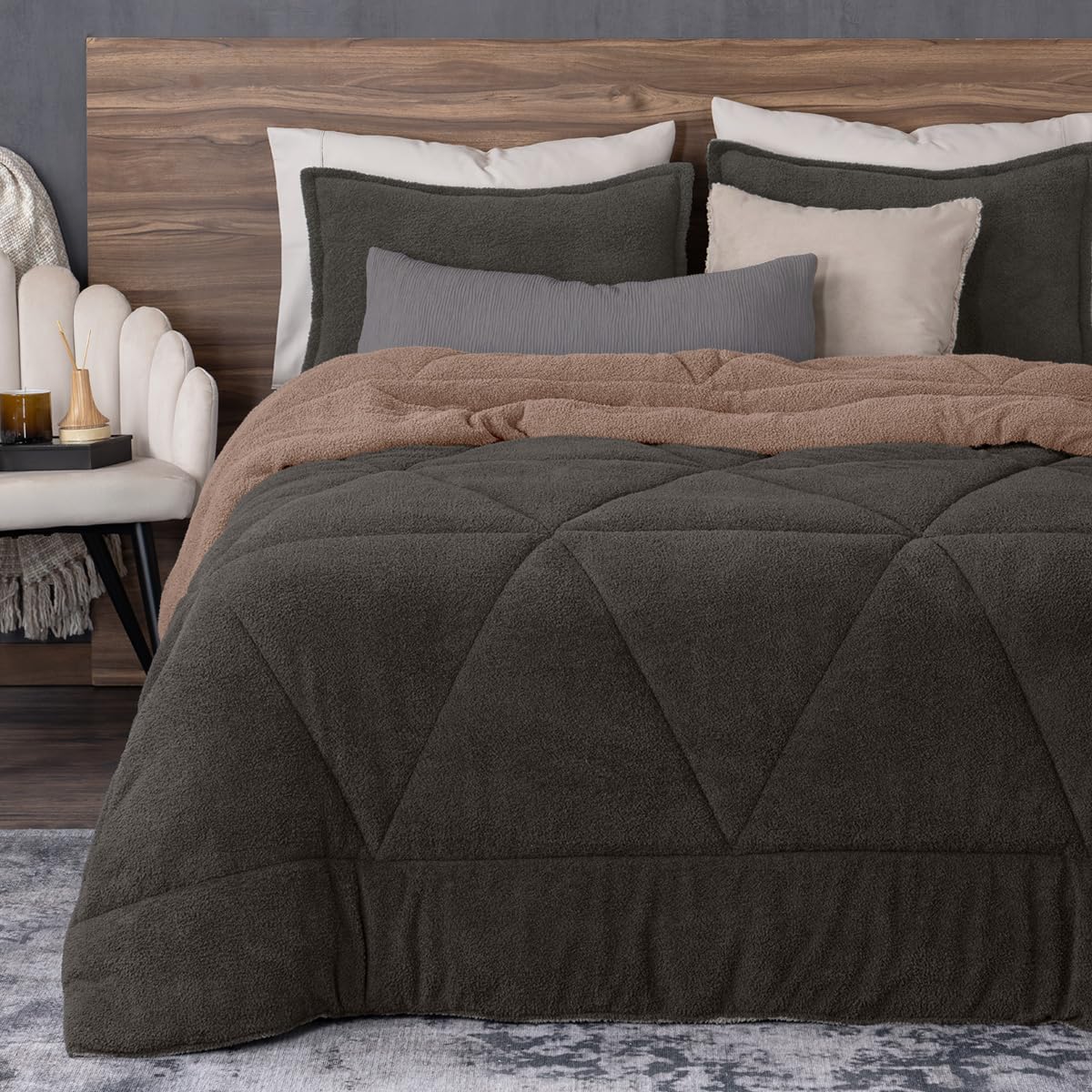 REAL TEXTIL Cobertor Aborregado con Fundas, Edredón Afelpado Invernal ...
