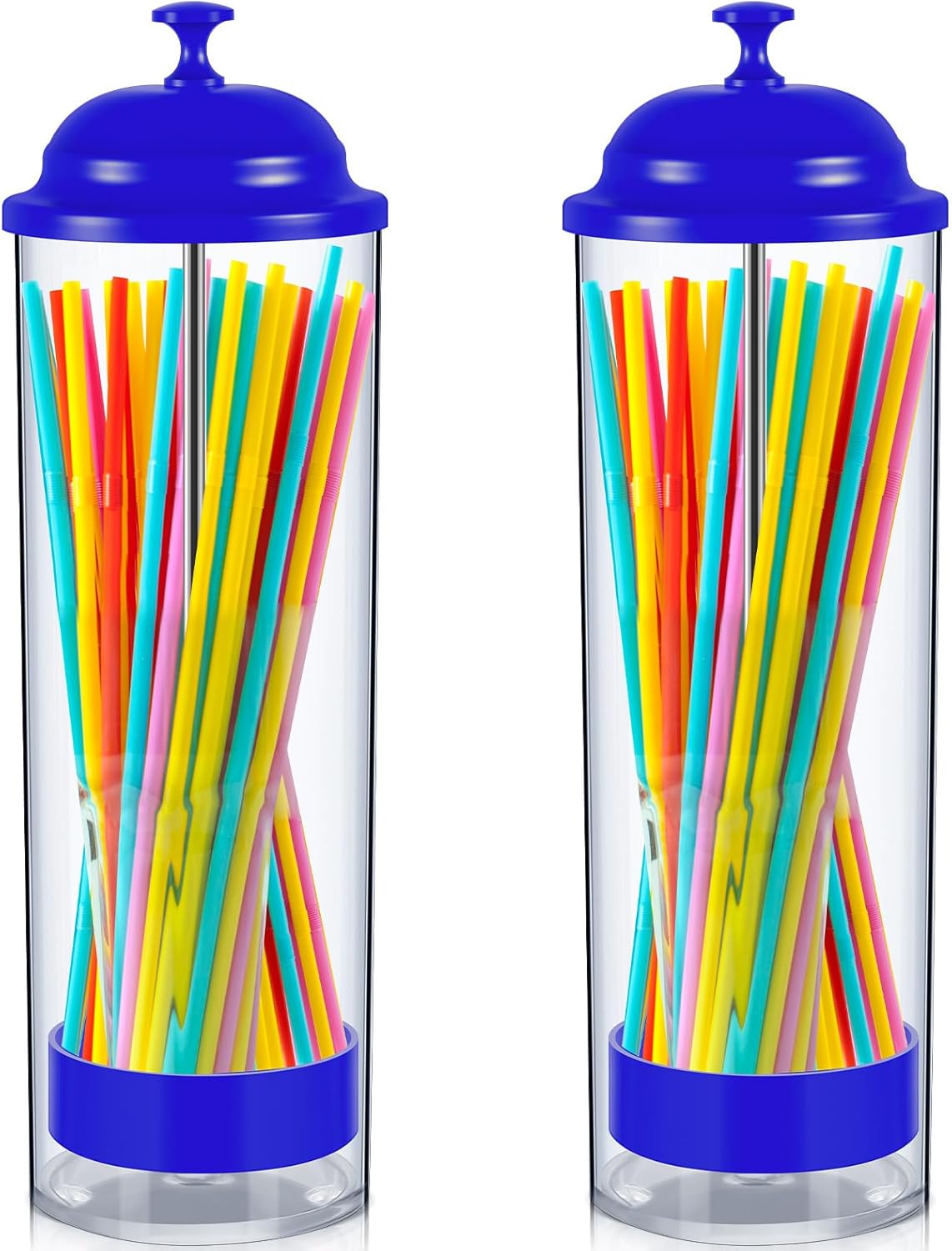 Amazon.com: Yaomiao 2 Pieces Plastic Straw Dispenser Holder with Lids ...