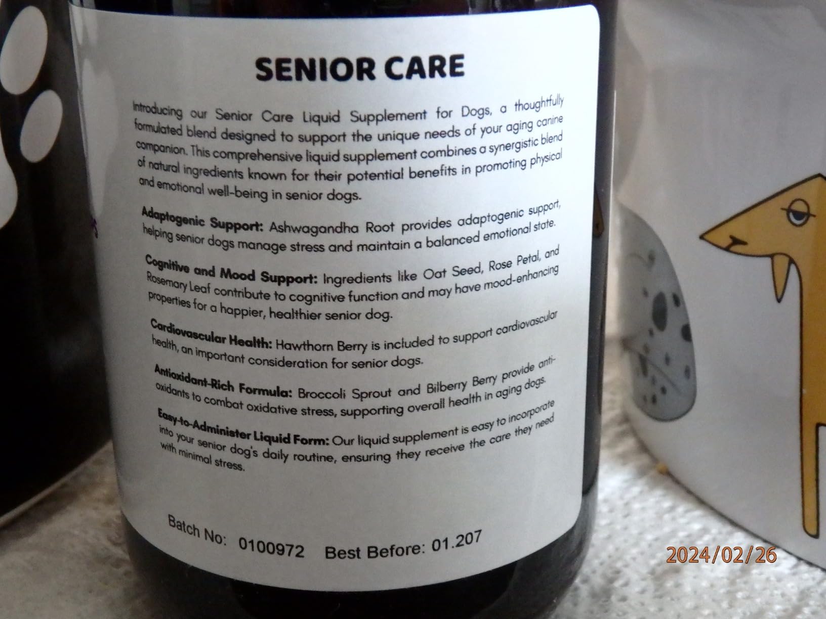 Liquid Supplement for Aging Dogs - Comprehensive Joint & Cognitive ...