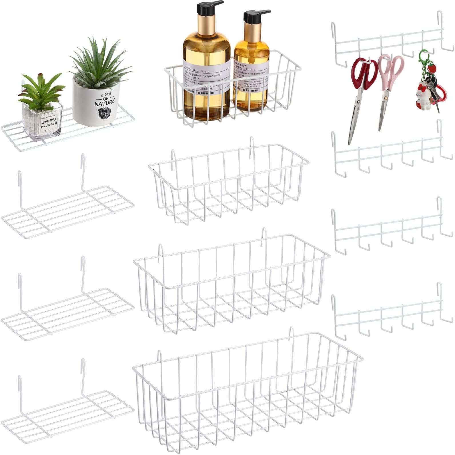 Amazon.com - Yaocom 12 Pcs Wall Grid Panel Hanging Basket with Hooks ...