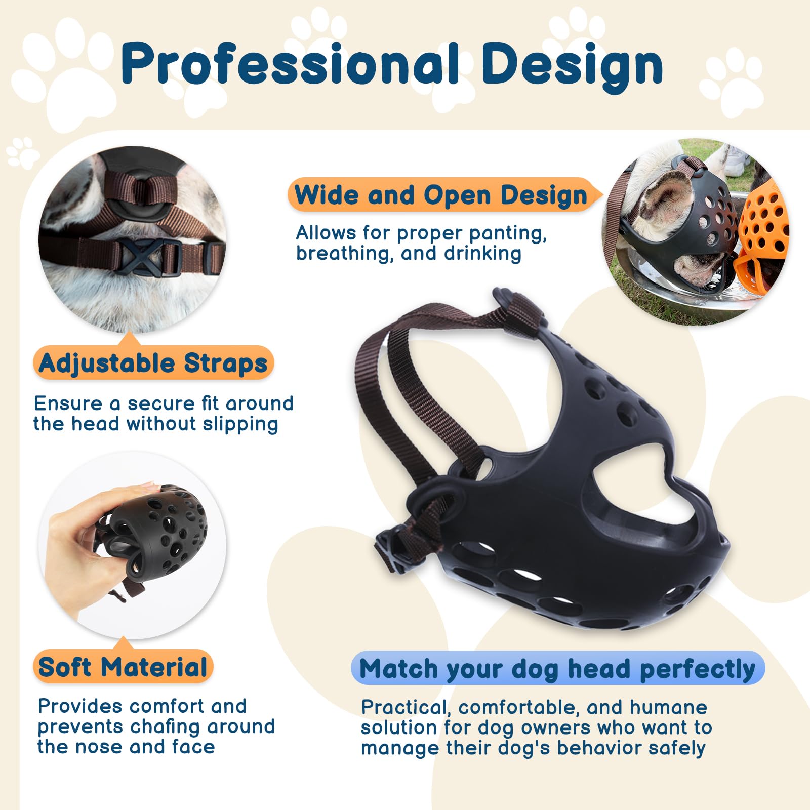 Snapklik.com : Dog Muzzle For Short Snout, Soft Frenchie Muzzle For ...