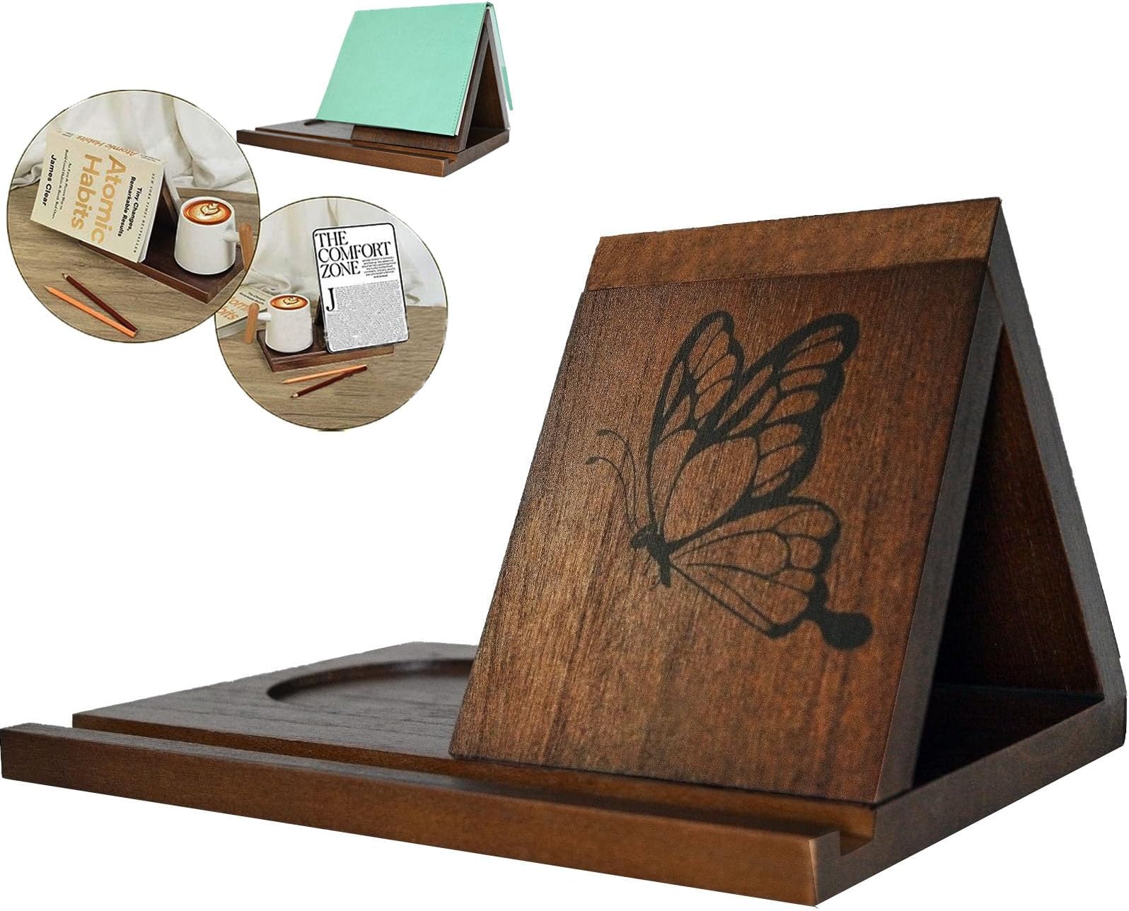 Amazon.com : Lindone Wooden Book Holder for Book Rest, Triangle Book ...