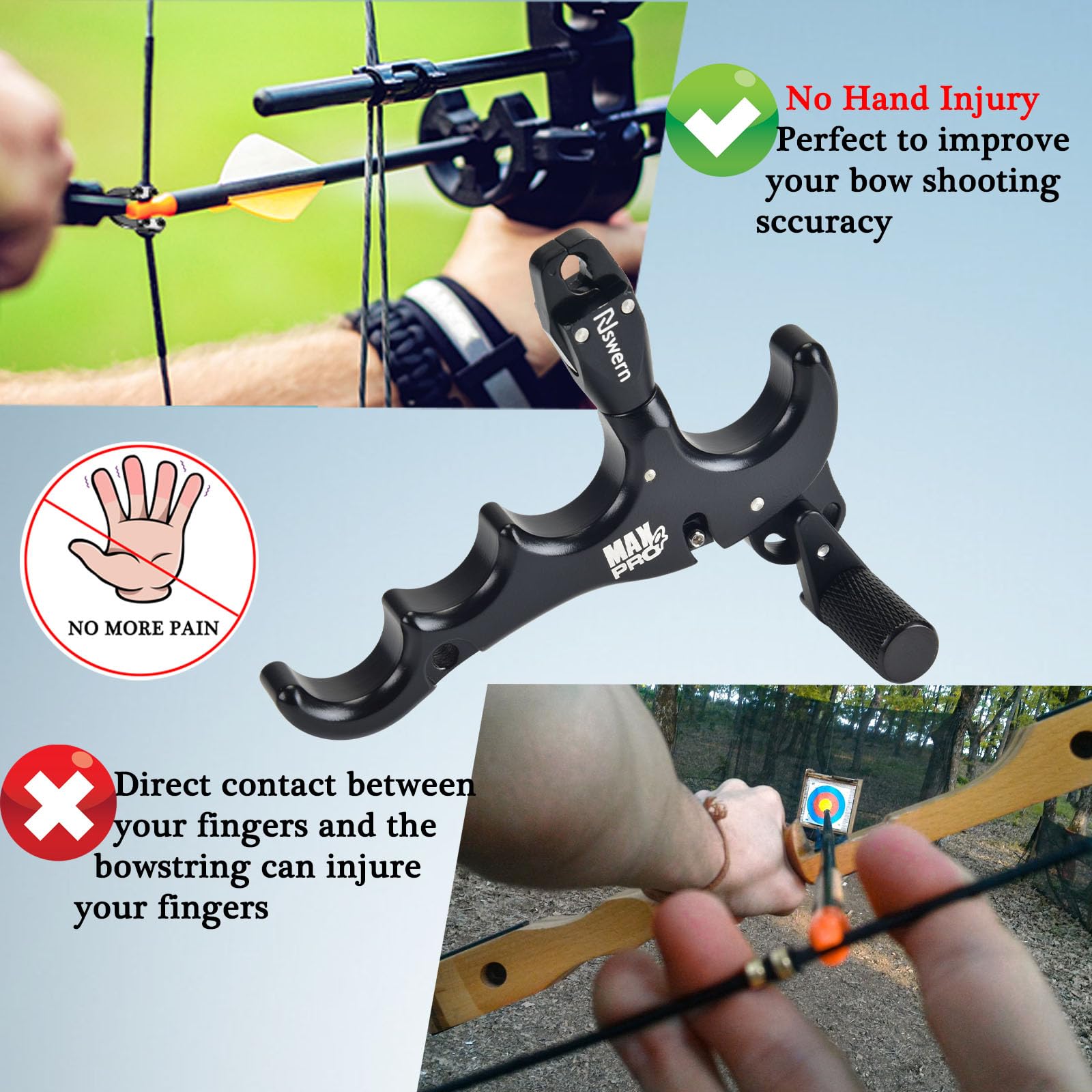 Snapklik.com : Bow Release Thumb Archery 4 Finger Release-Bow Trigger ...