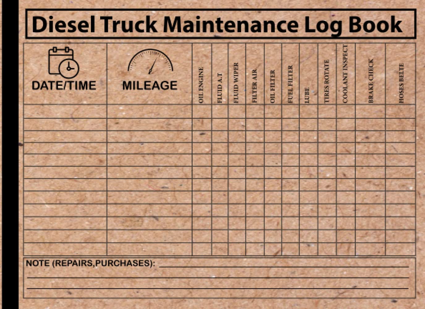 Diesel Truck Maintenance Log Book: Repair And Service Record Book for ...