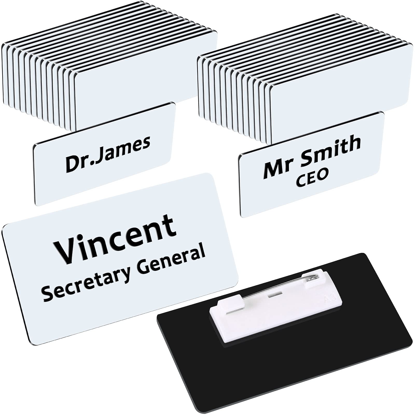 30 Pack Blank Name Tag Name Badge With Pin Fasteners | Desertcart Sri Lanka