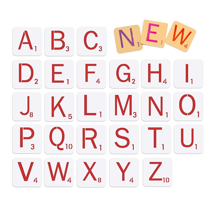 Buy 2Packs 52Pcs Scrabble Letter Stencils for Painting on Wood ...