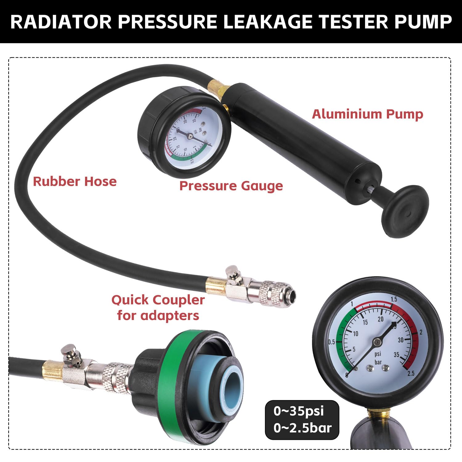 Snapklik.com : GIMYUAN Universal Radiator Pressure Leak Tester Kit