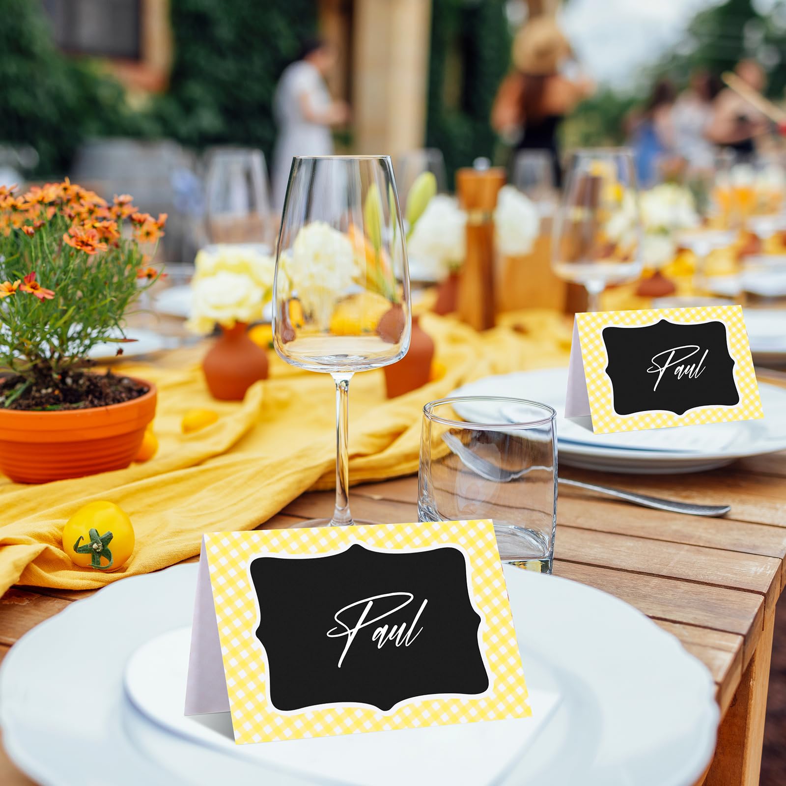 Snapklik.com : 24 Pcs Yellow Gingham Picnic Party Decoration Supplies ...