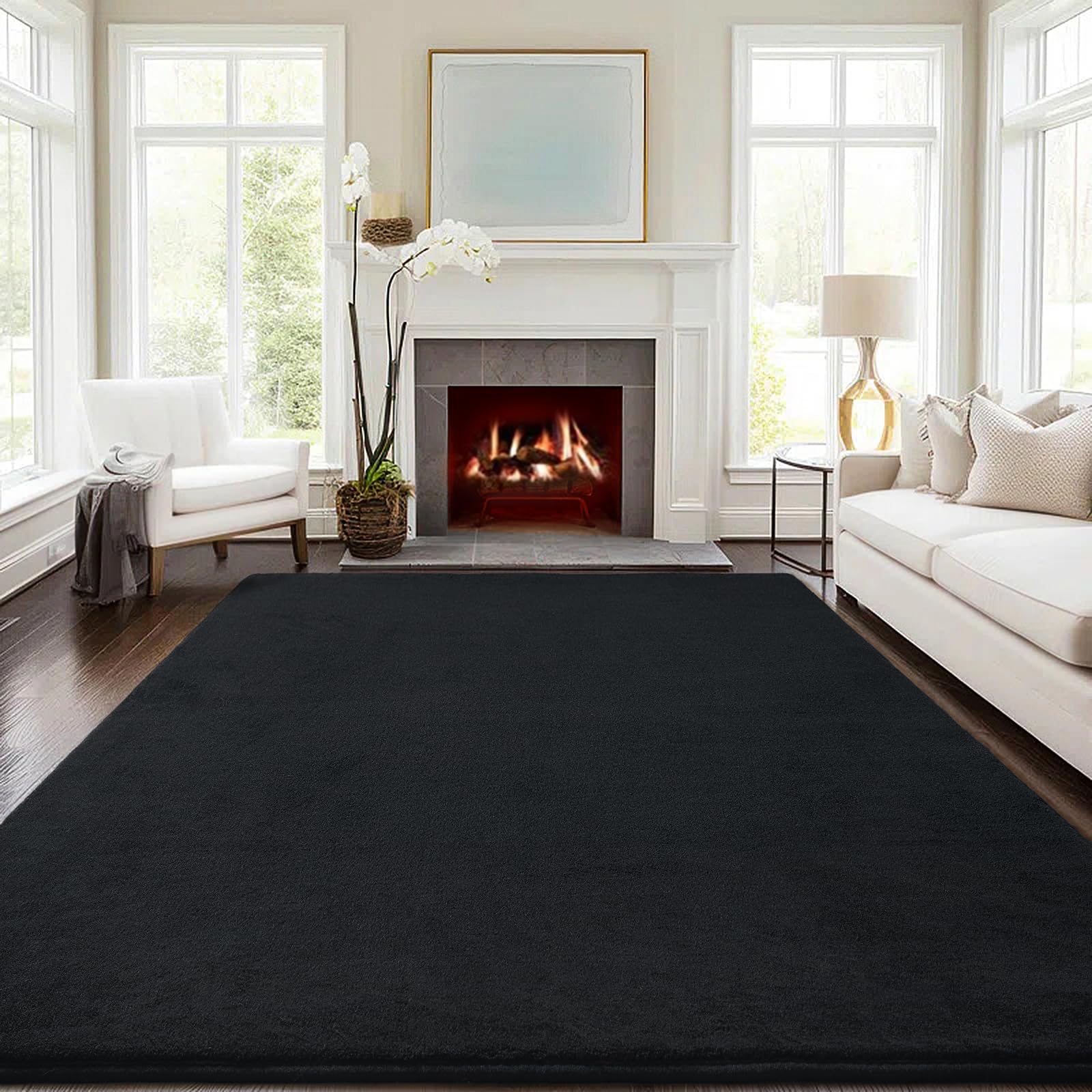 Amazon.com: HOMORE Soft Fluffy 4x6 Black Area Rug for Living Room ...