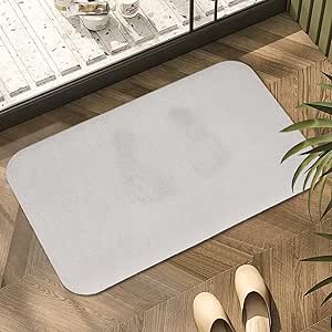 Amazon | Keusnix 珪藻土 バスマット けいそうど お風呂マット ソフト (洗える) 速乾 SGS検査済み 吸水 消臭 滑り止め 収納便利 シンプルおしゃれ 40*30cm ...