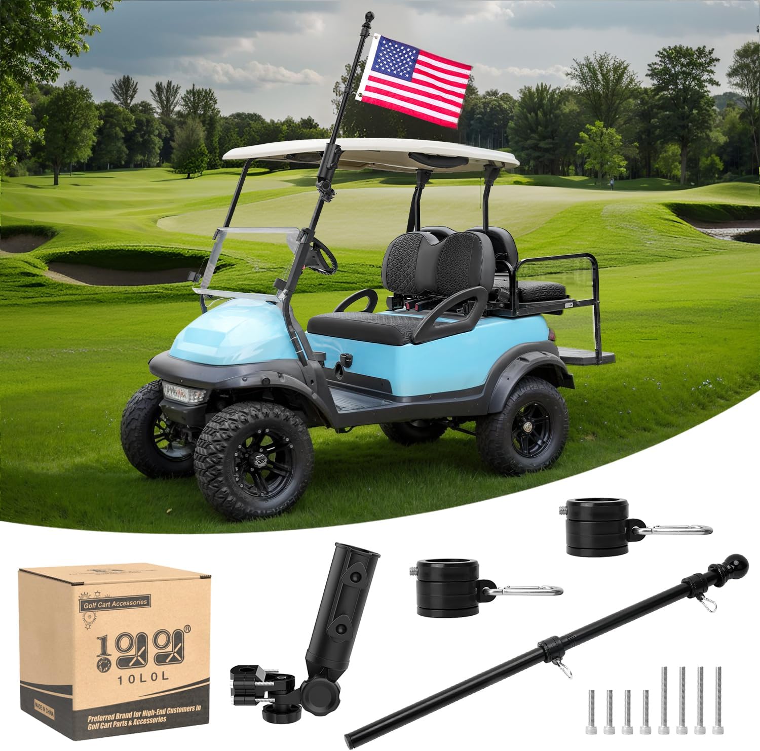 Amazon.com : 10L0L Golf Cart Flag Holder and Flagpole Bracket Mount ...