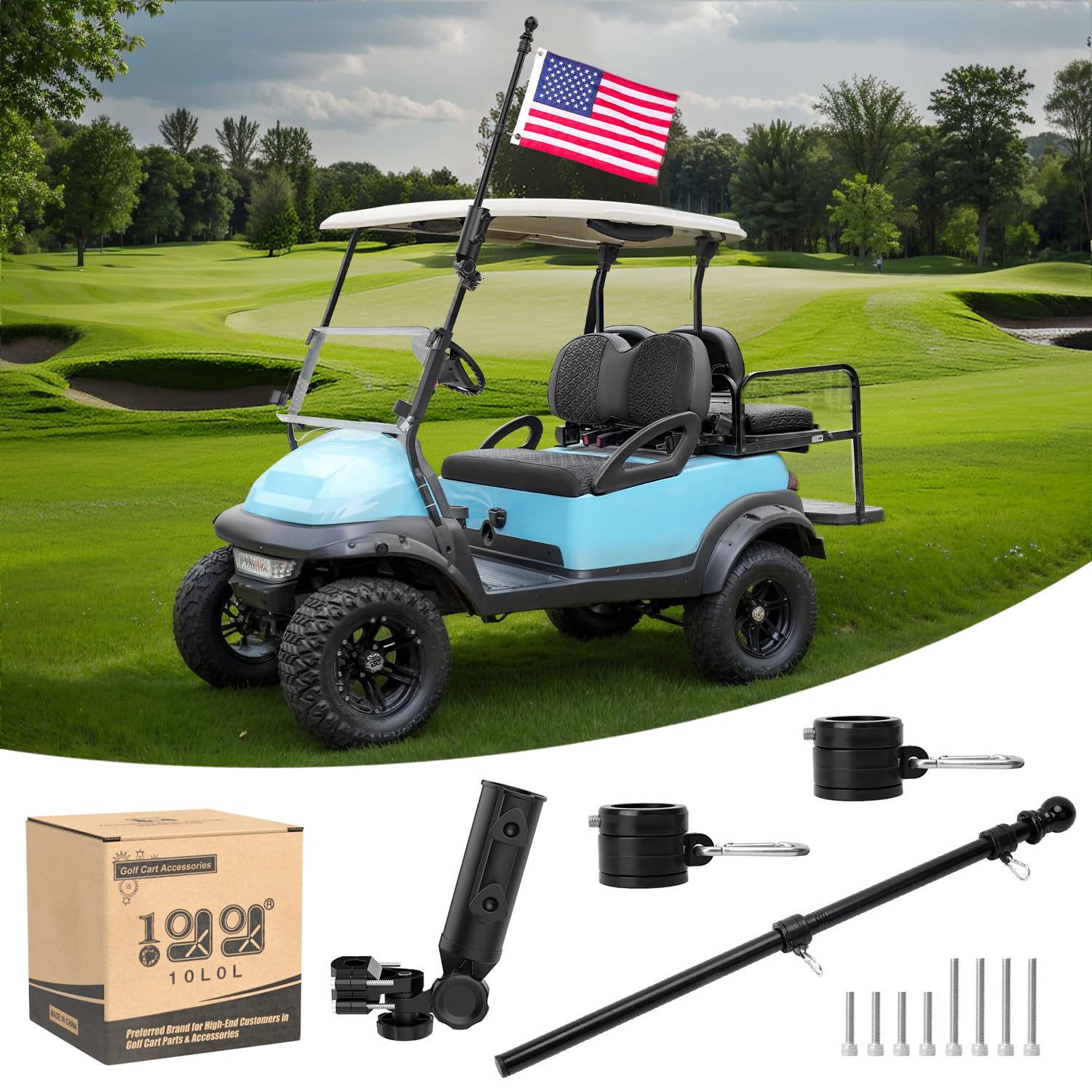 Amazon.com : 10L0L Golf Cart Flag Holder and Flagpole Bracket Mount ...