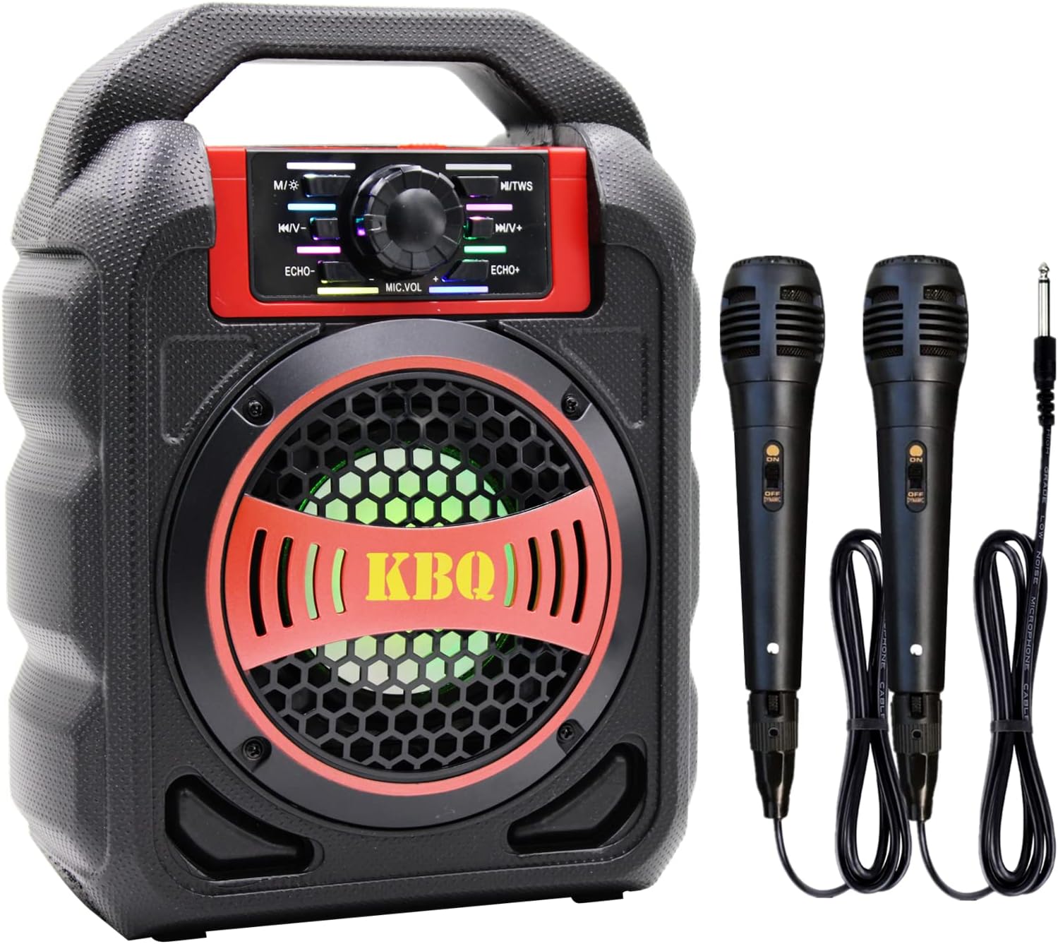 Amazon.com: KBQ Bluetooth Karaoke Machine with 2 Microphones, Portable Wireless Karaoke Speaker ...