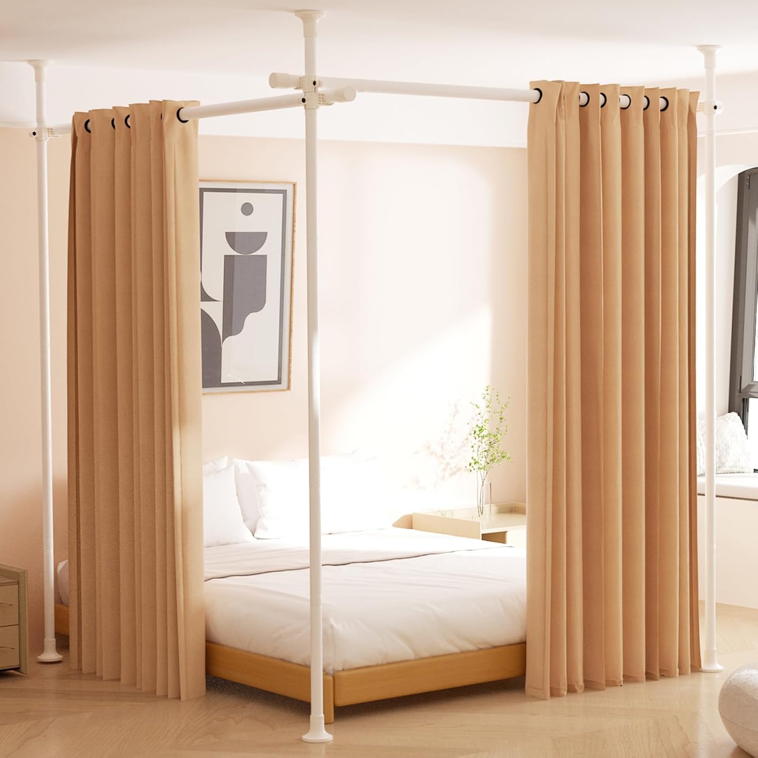 Amazon.com: Room Divider, No Drilling Curtain Rod for Room Separation ...