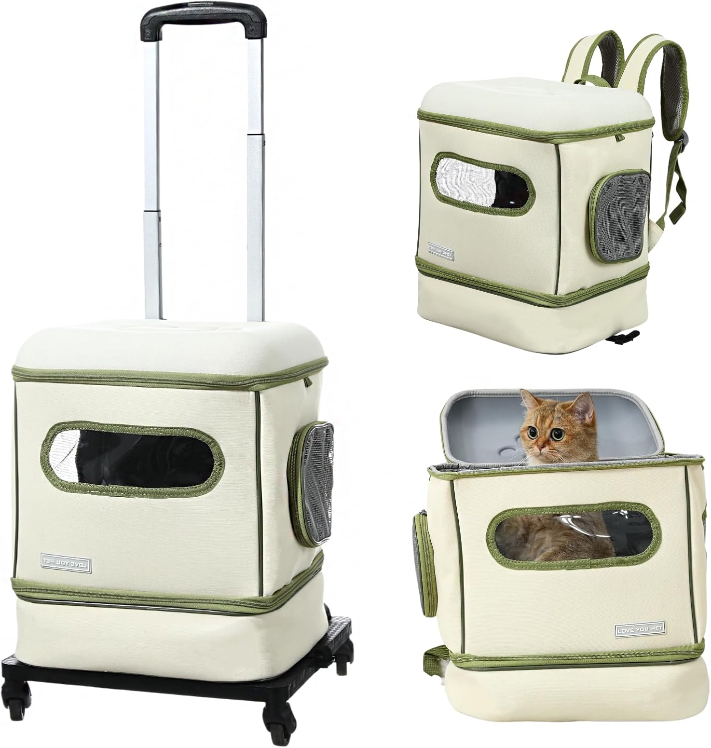 Amazon.com : VIPPET Cat Carrier with Wheels Airline Approved, Rolling ...