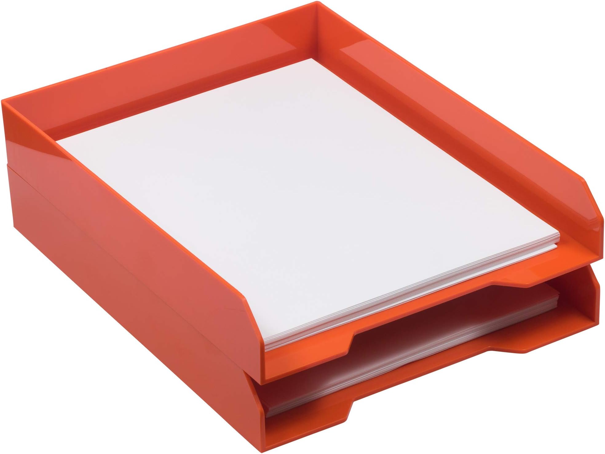 Amazon.com: JAM PAPER Stackable Paper Trays - Orange - Desktop Document ...