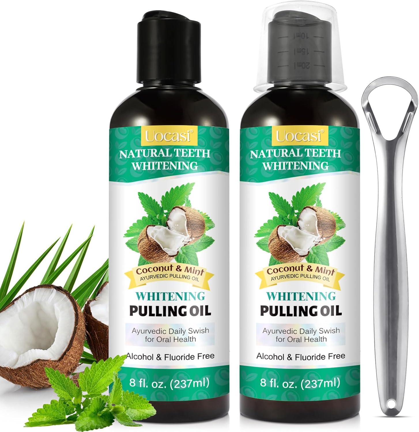 Amazon.com: 2PCS Whitening Coconut Oil Pulling, Natural Pulling Oil Mouthwash with Peppermint ...
