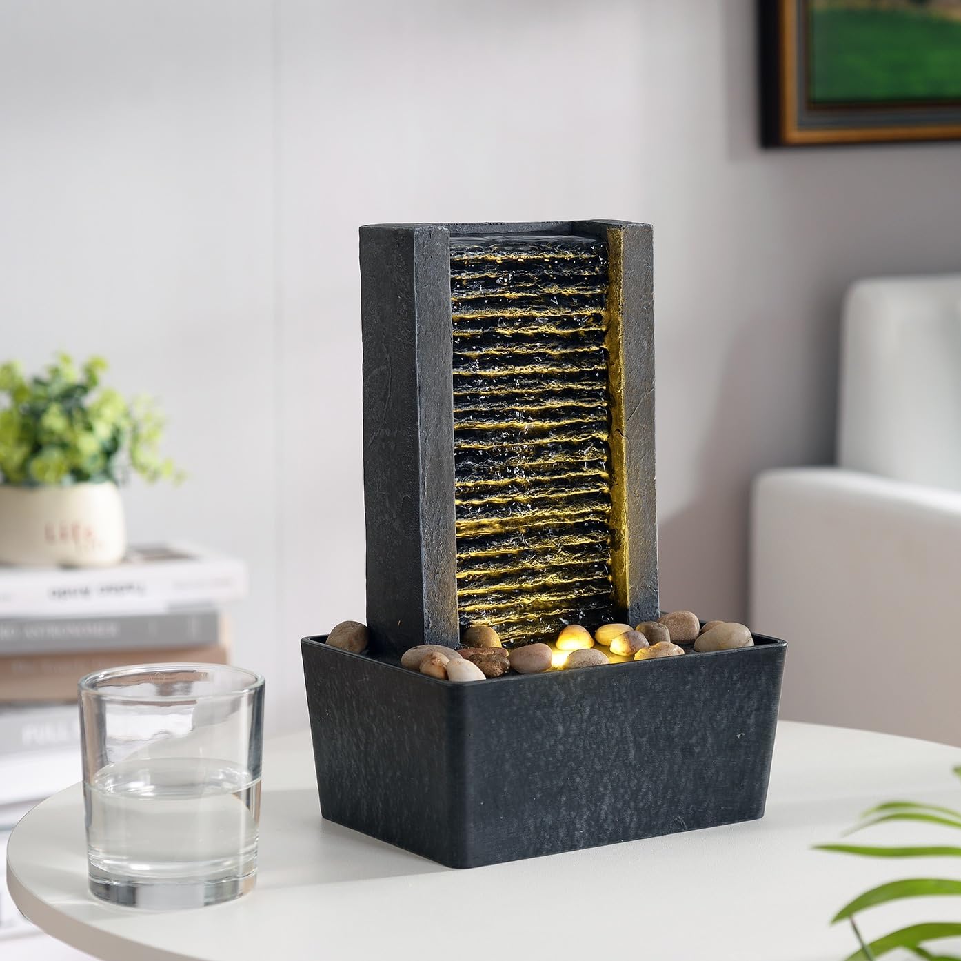 Amazon.com: Indoor Fountain with LED Lights – Lighted Tabletop Water ...