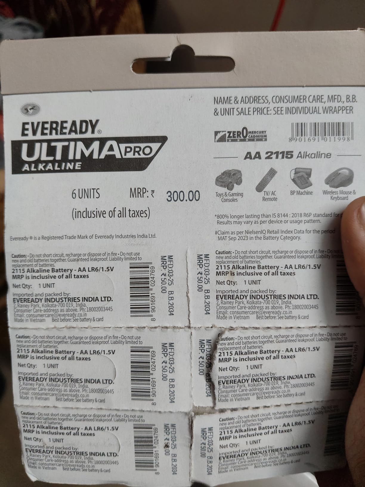 Eveready Ultima Pro Alkaline AA Battery, 800% Longer Lasting, Anti-Leak ...