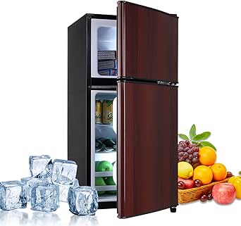 Amazon.com: Kazigak Compact Refrigerator Double Door Mini Fridge with ...