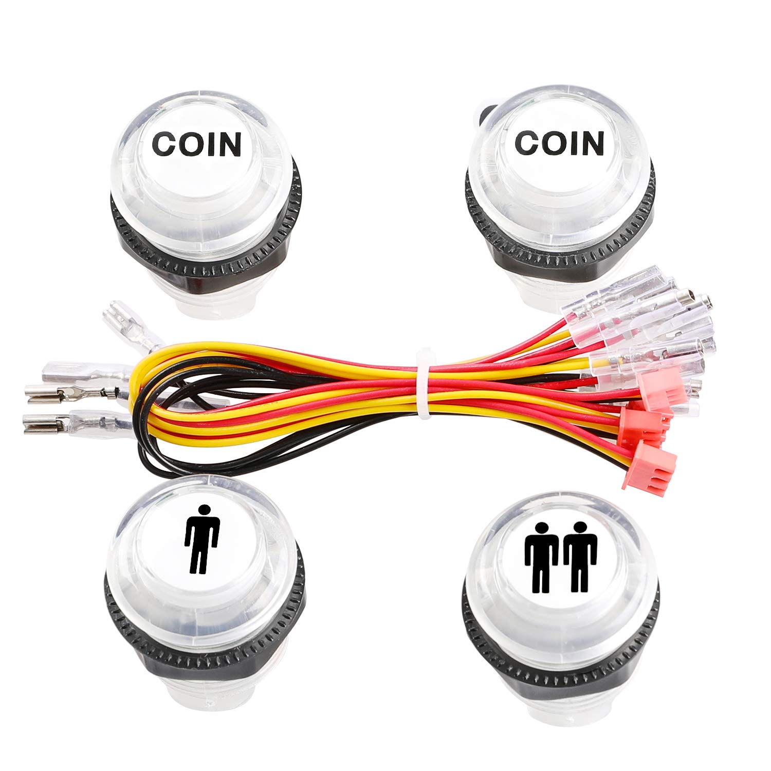Easyget 4 Pcs/Lot Arcade Start Player & Coin Buttons 5V LED Illuminated ...