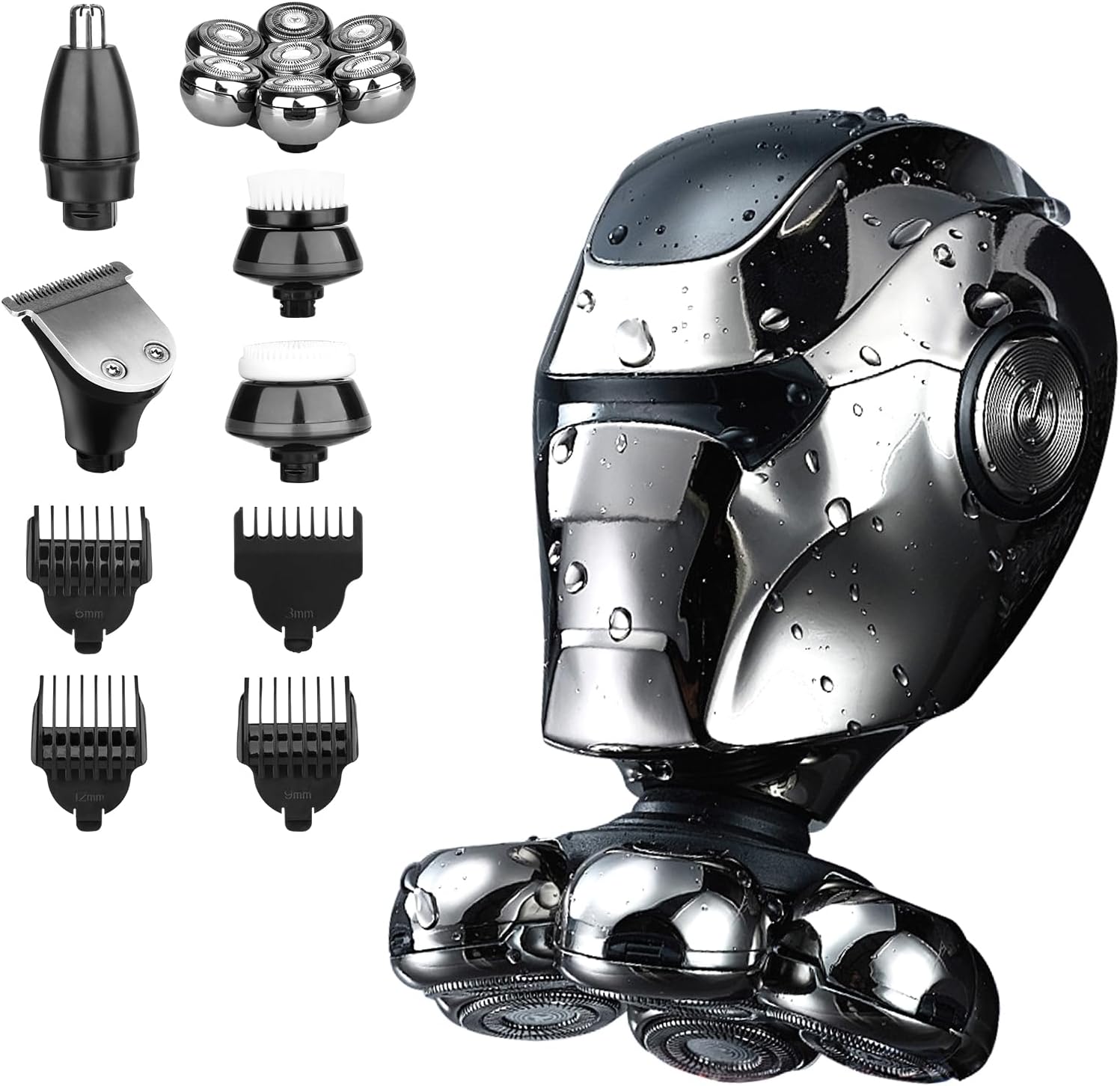 Electric Shaver for Bald Men, 6 in 1 Floating Head Razor with Nose Hair ...
