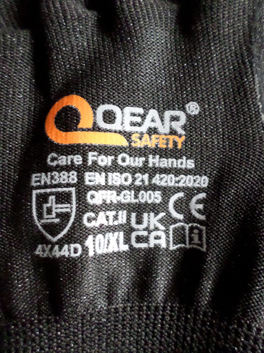 QEARSAFETY 1 Pair Black HPPE Cut 5 Protection Work Safety Gloves ...
