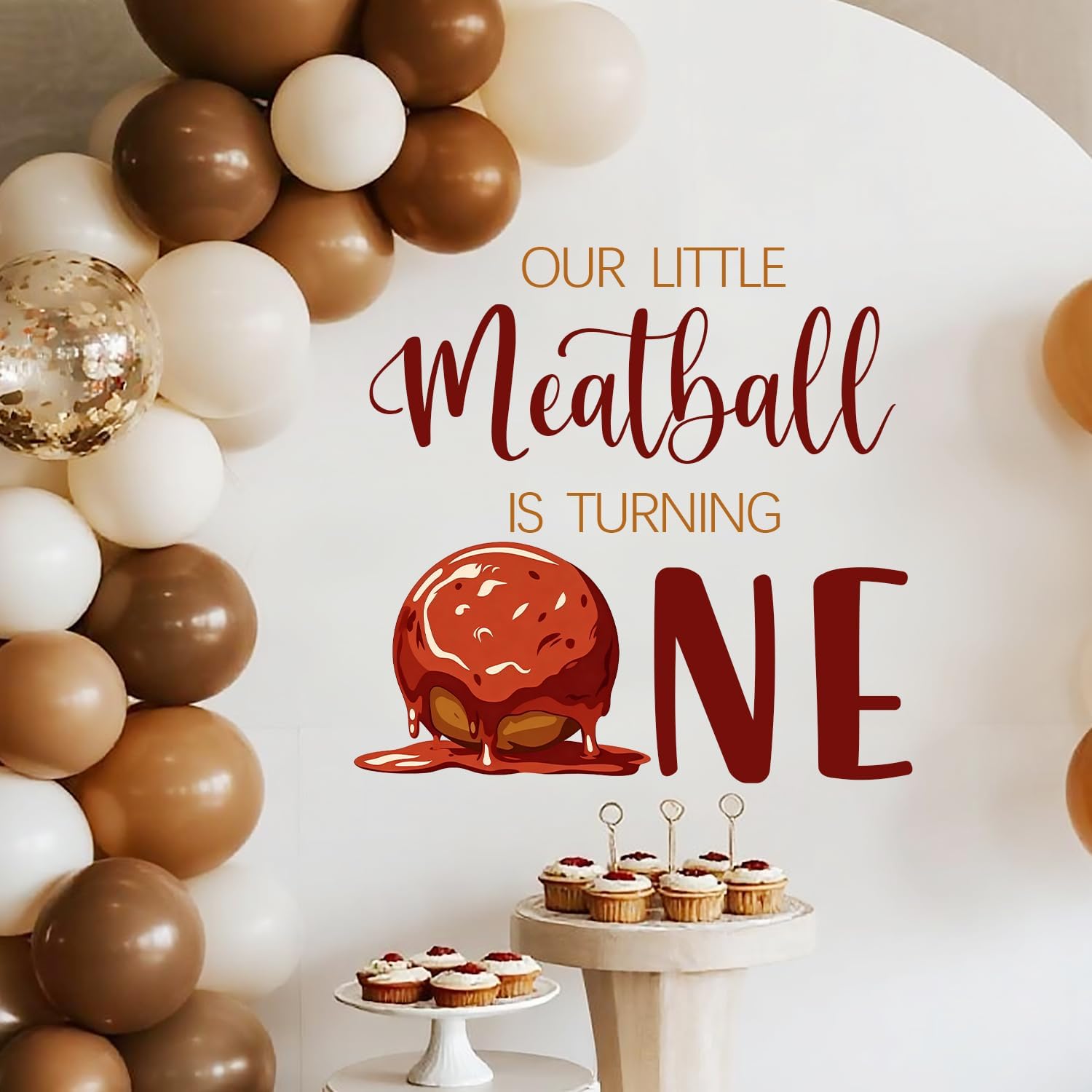 Amazon.com: LANKBACK Our Little Meatball is Turning One Decal Meatball ...