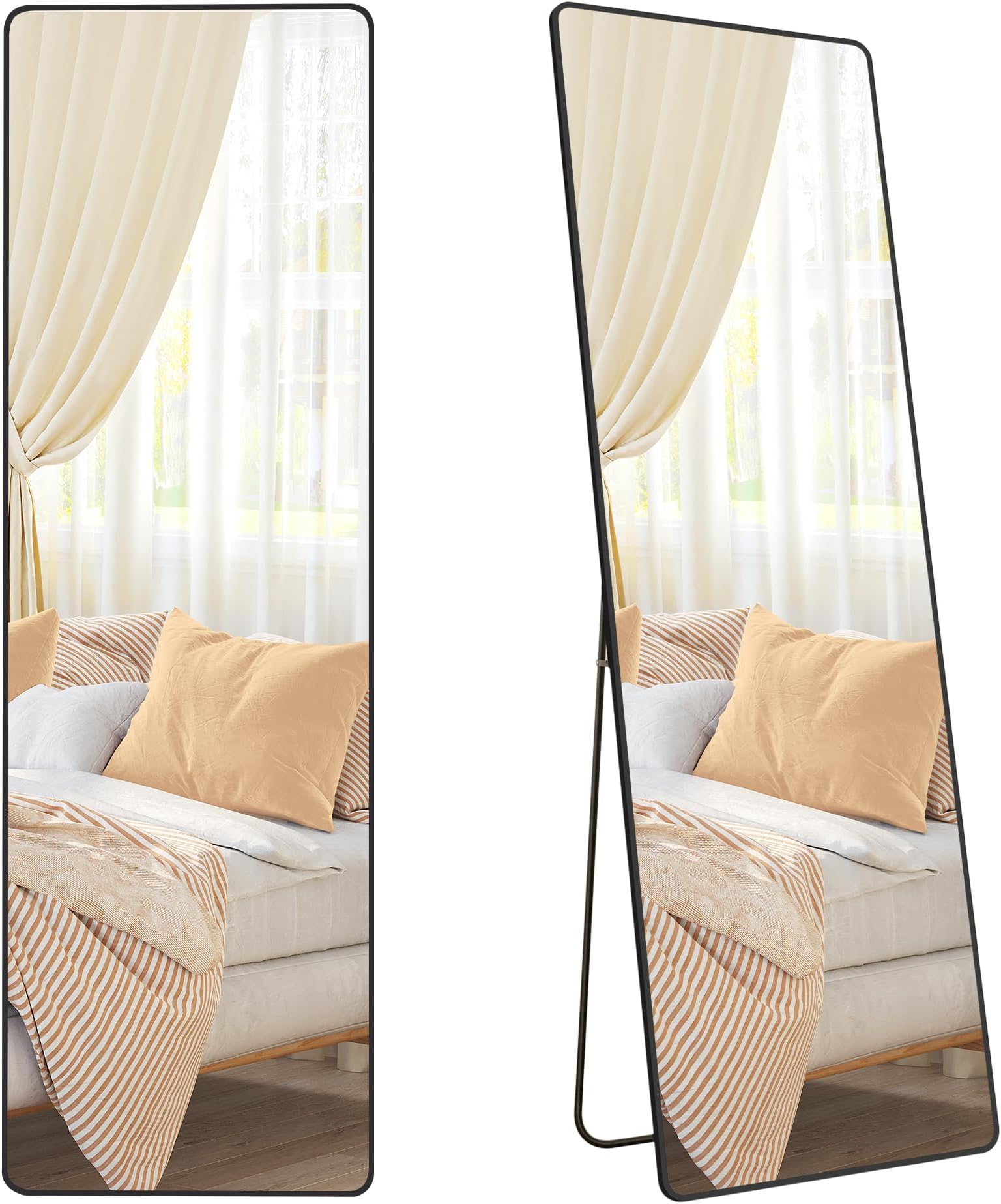 Amazon.com: Full Length Mirror 63"×12.6“Swivel with Cloak Rack, Solid ...