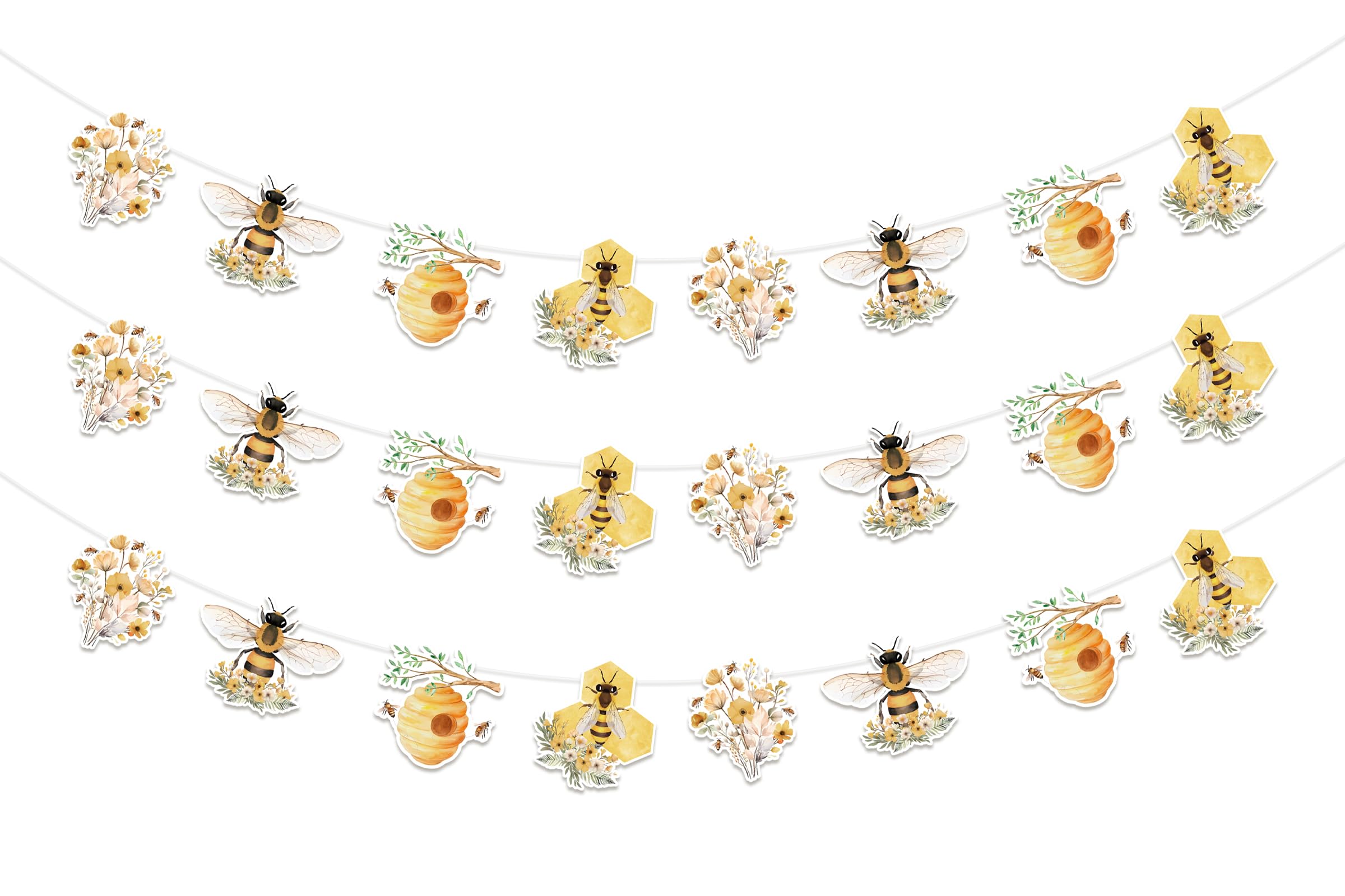 Amazon.com: Cheereveal 3PCS Bee Banner, Bumblebee Honey Flower Bunting ...