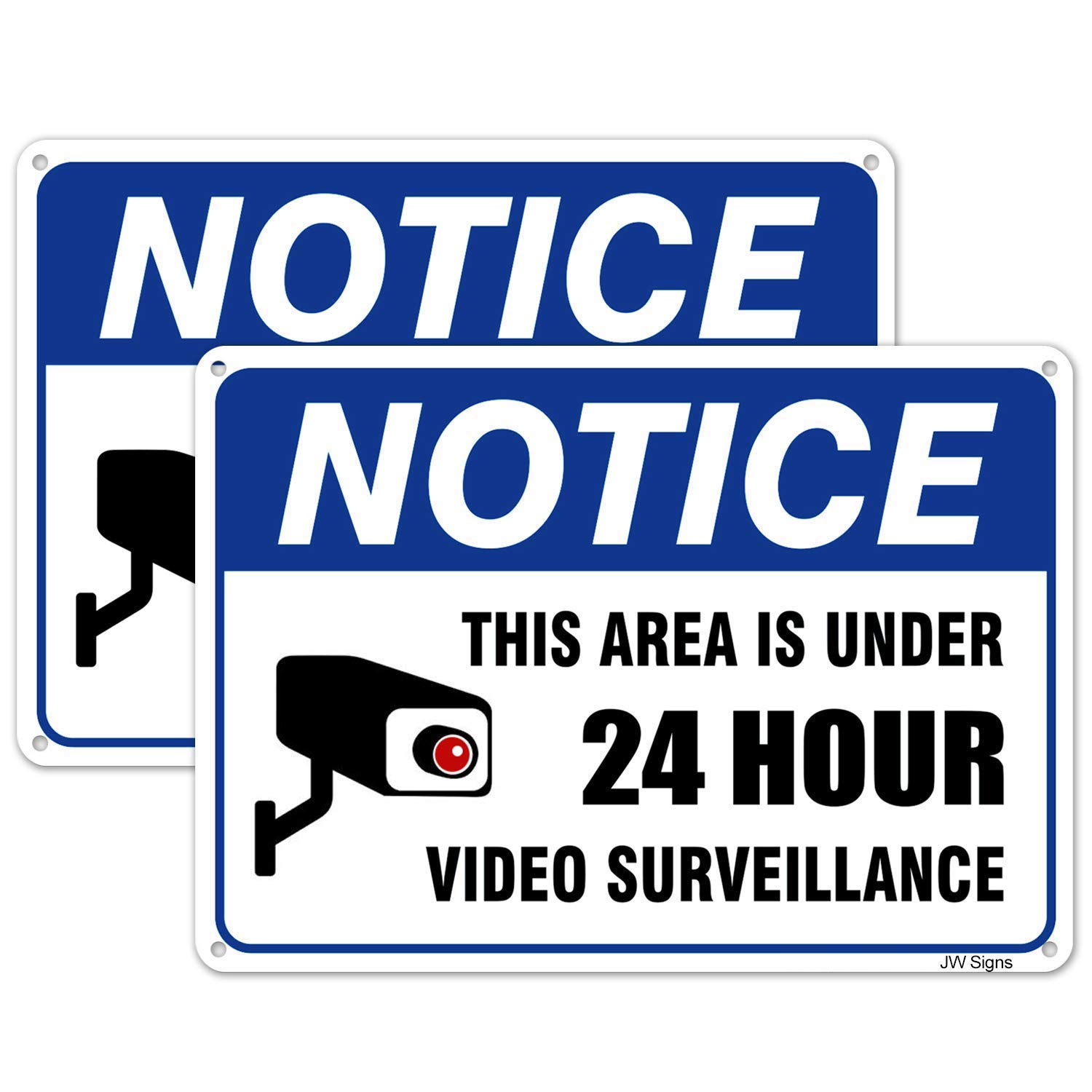 2-Pack 24 Hour Video Surveillance Sign 7x10Inch Security Camera Sign ...