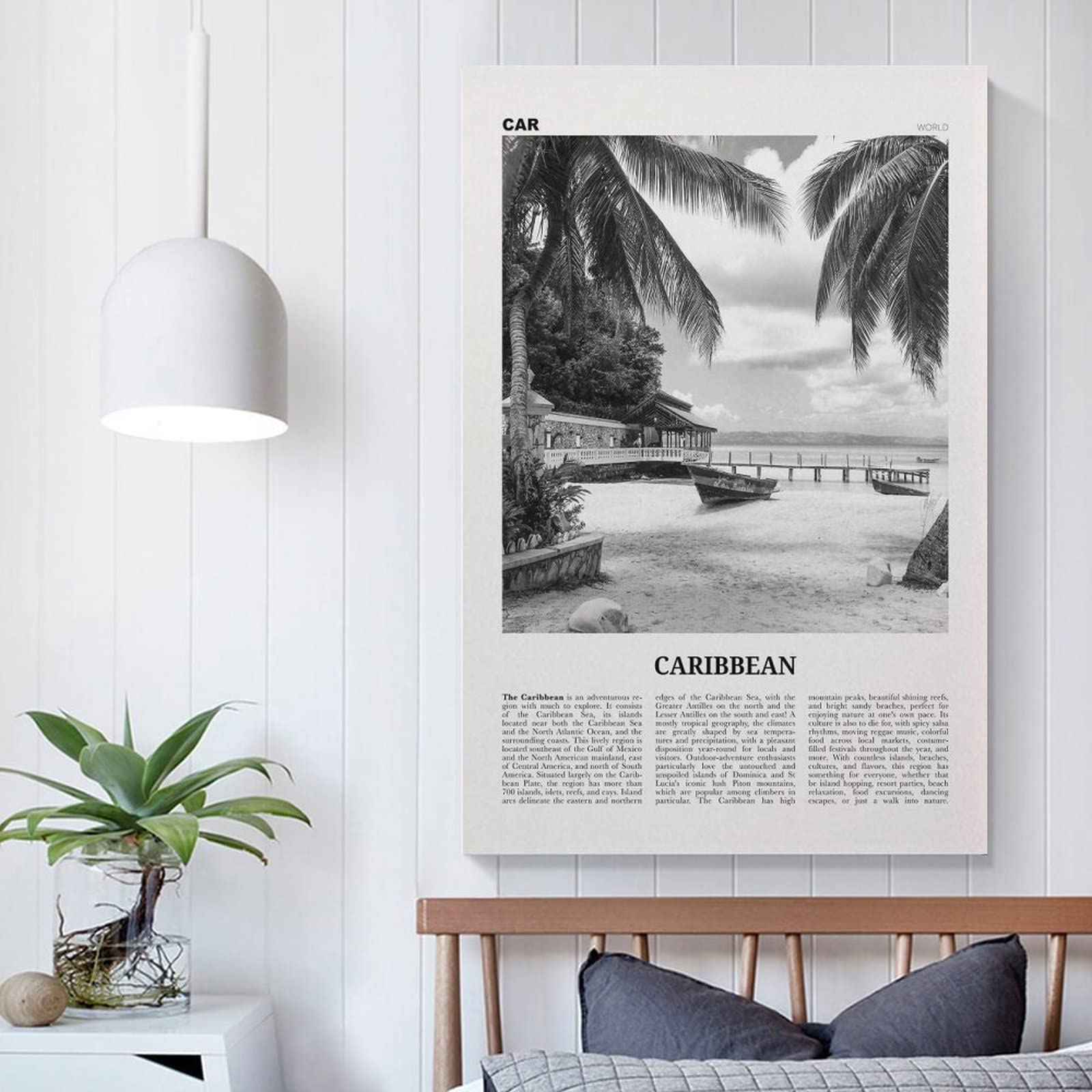 Caribbean Island Black And White Wallpaper