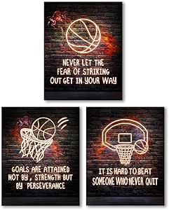 Amazon.com: Basketball Inspirational Wall Art Canvas Prints for Boys ...
