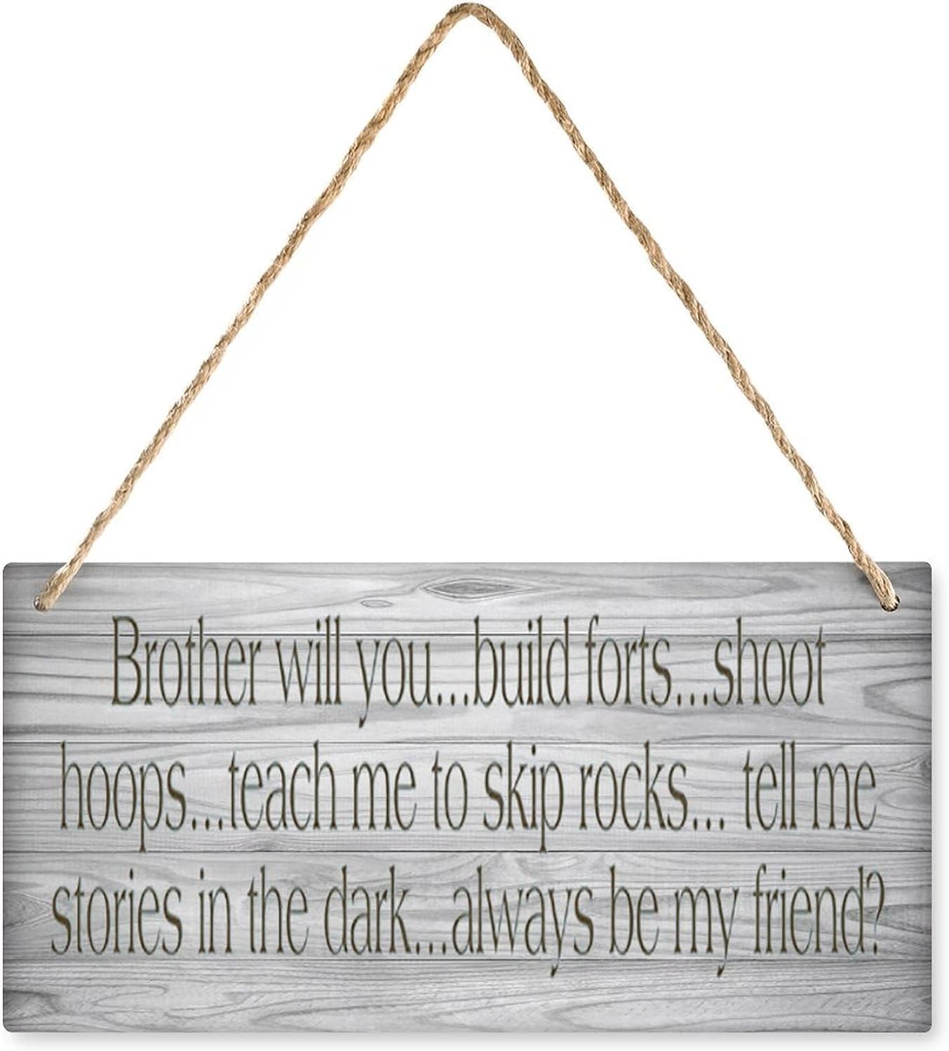 Amazon.com: Wooden Hanging Sign Plaque Brother Will Youbuild Fortsshoot ...